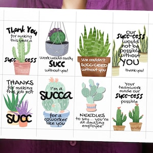 Succulent Gift Tags for Team Appreciation Gift Staff Thank You Card ...