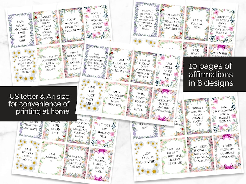Printable Affirmation Cards With Swears, Badass Affirmation Card Deck ...