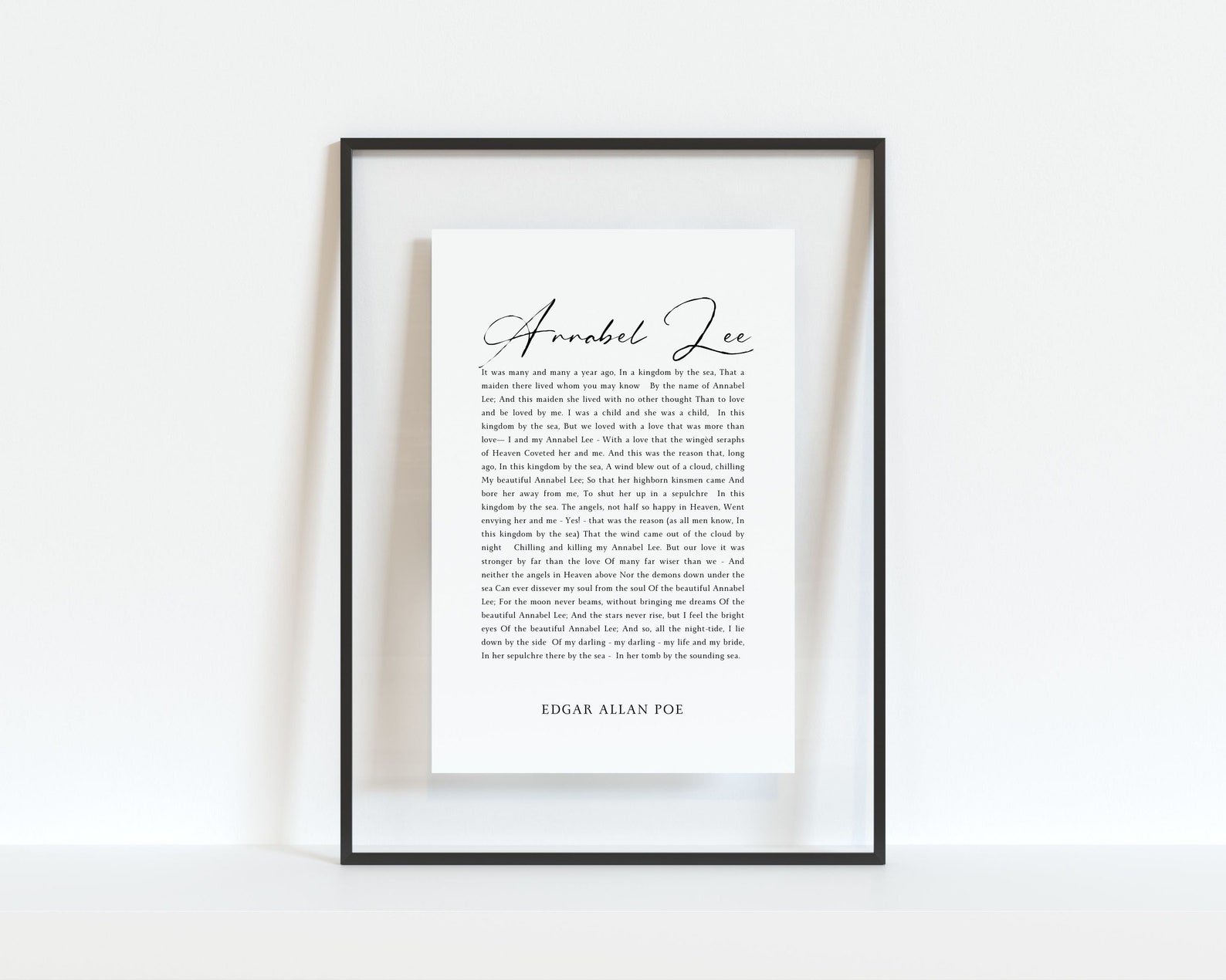 Annabel Lee Poem Print by Edgar Allan Poe Poetry Art Print - Etsy