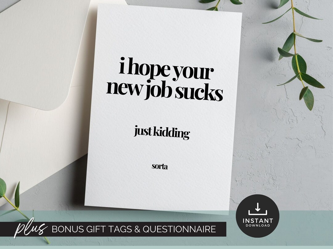 Sarcastic New Job Printable Cards, Co-worker Goodbye Card, Work Friend ...