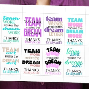 Teamwork Makes Dream Work Tags, Thanks for All You Do, Office Employee ...