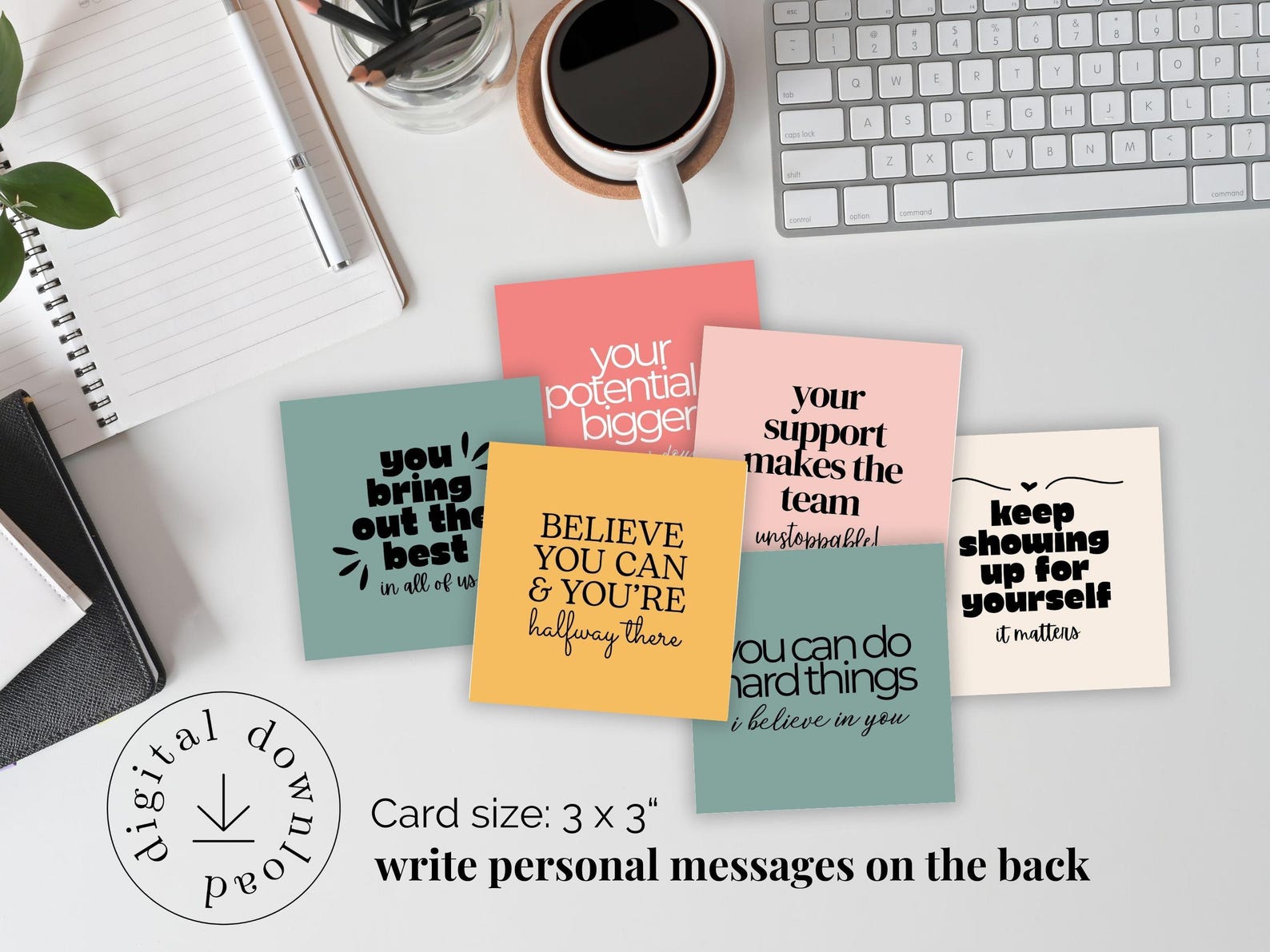 Employee Encouragement Quote Cards, Printable Team Thank You Cards ...