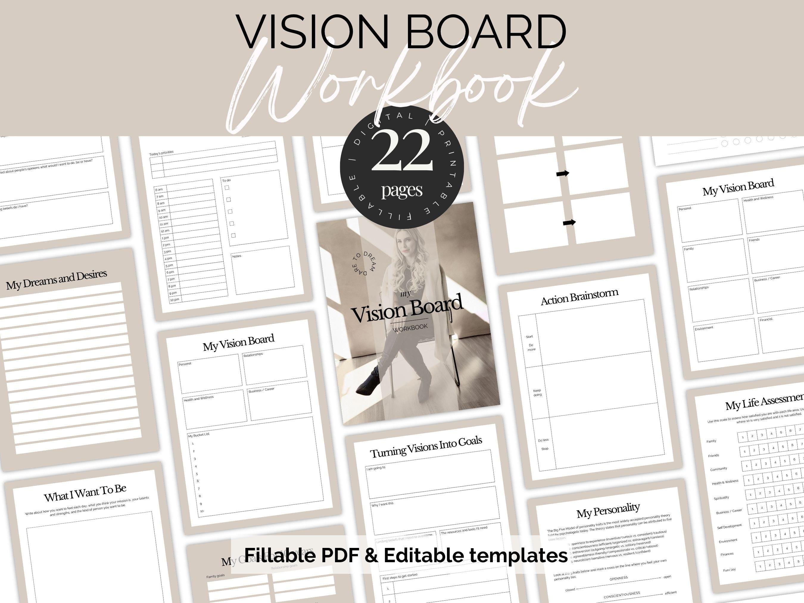 Vision Board Planner Printable Vision Board Template Editable Goal ...