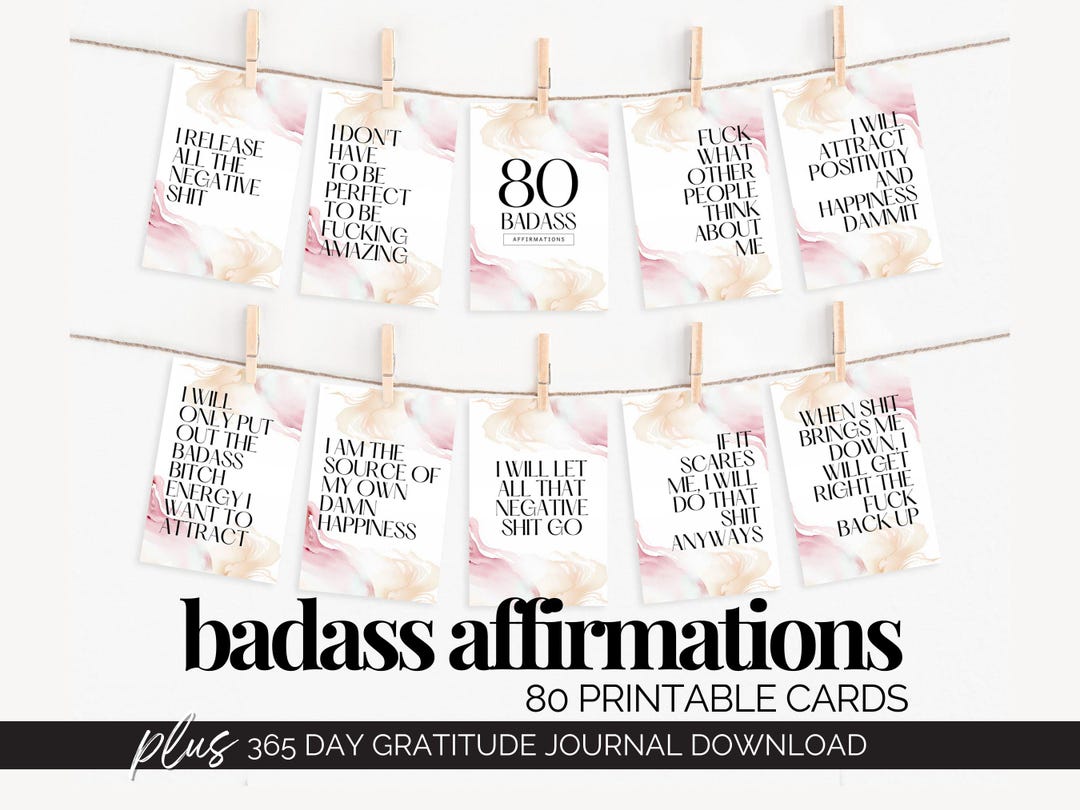 Positive Affirmation Cards With Curse Words Printable Badass Swearing ...