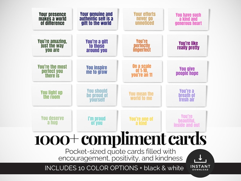Printable Mini Compliment Cards Uplifting Quote Cards Digital ...