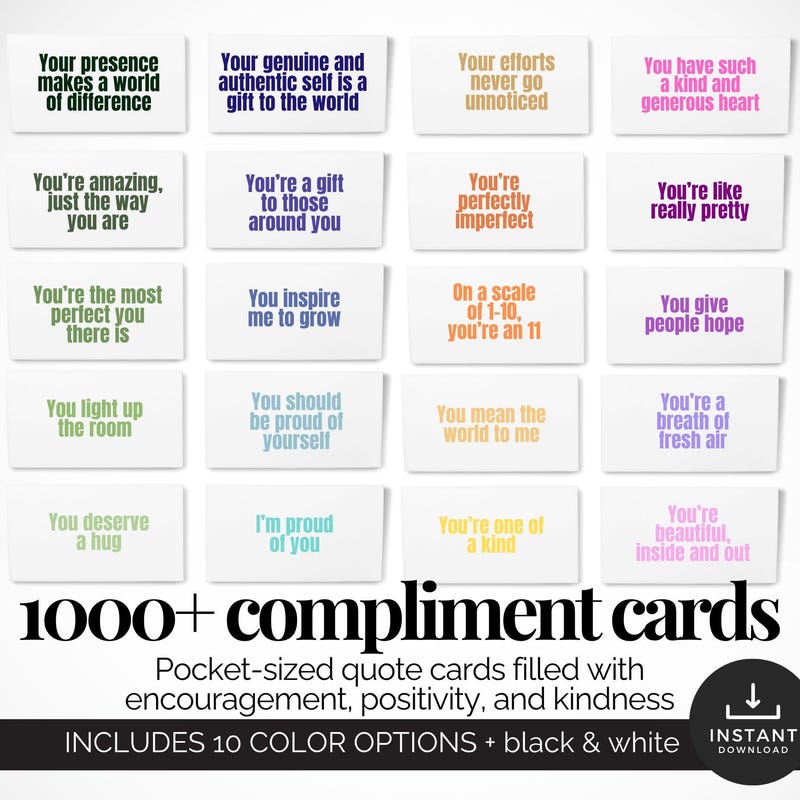 Compliment Card Templates - Etsy