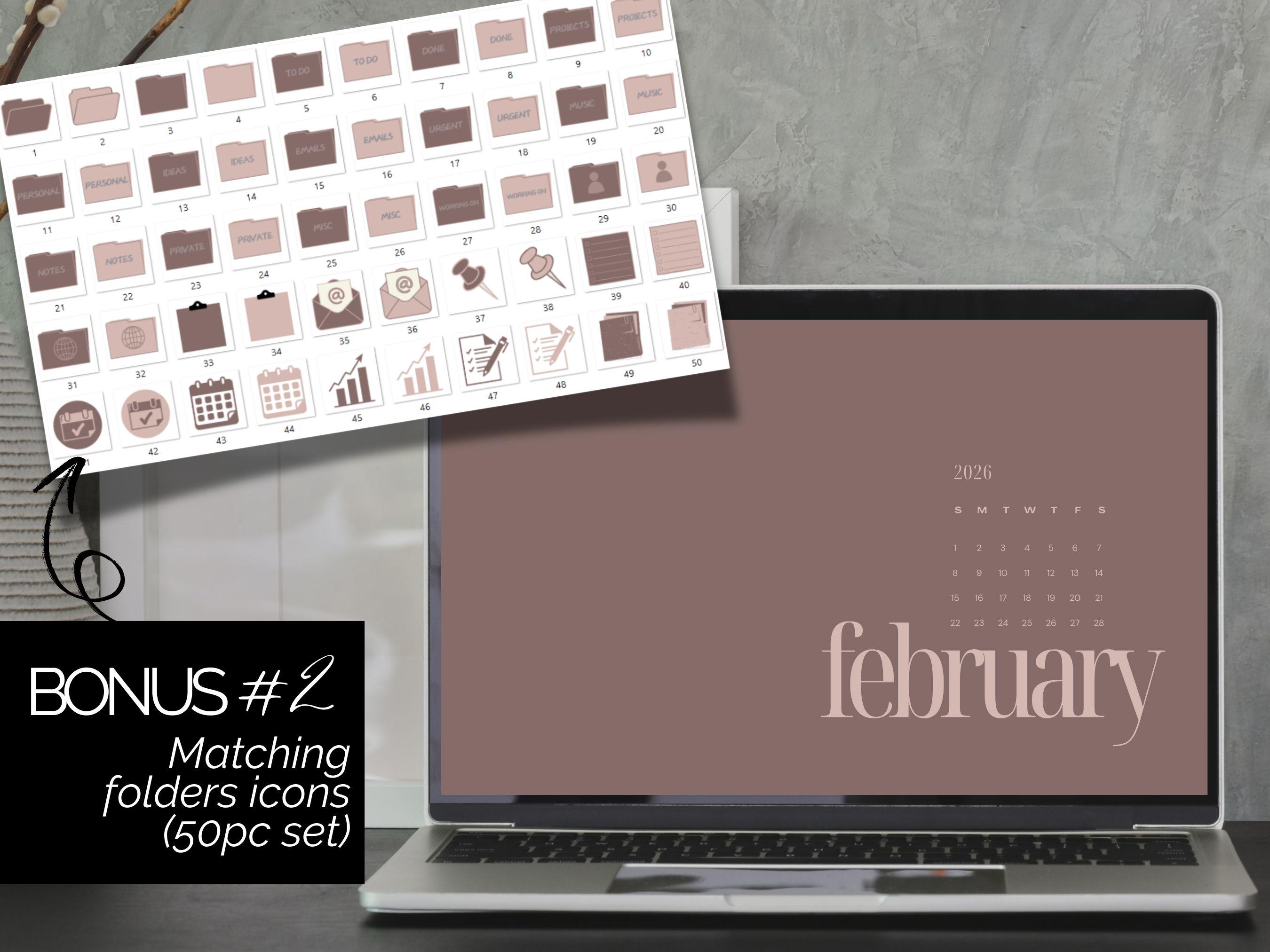 Neutral Desktop Wallpaper Monthly Calendar 2026 Digital Desktop ...