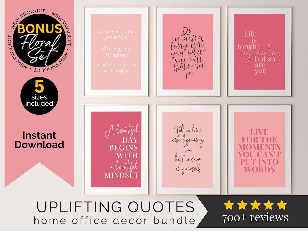 Inspirational Wall Art Women Pink Office Desk Decor Quotes - Etsy