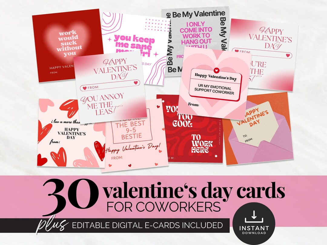 Valentine Cards for Colleagues Printable Valentines Day Tags for ...