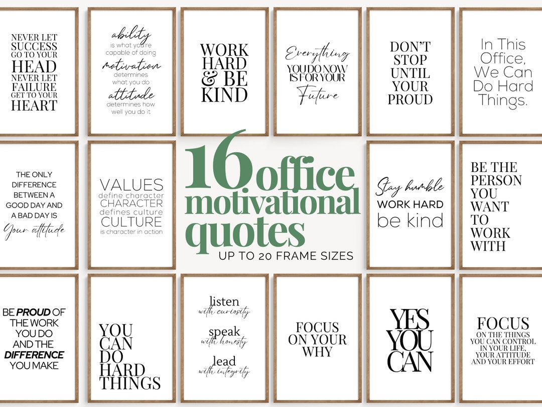 Motivational Office Quote Bundle, Printable Office Decor, Black and ...