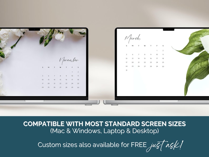 Floral Desktop Monthly Calendar 2026 Desktop Wallpaper and Icon Pack ...
