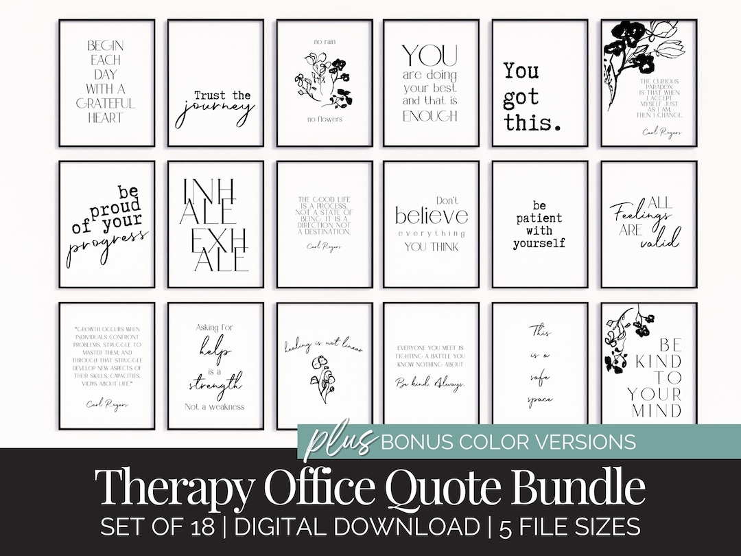 Encouragement Quotes for Counselling Office Decor, Therapy Wall Art Set ...