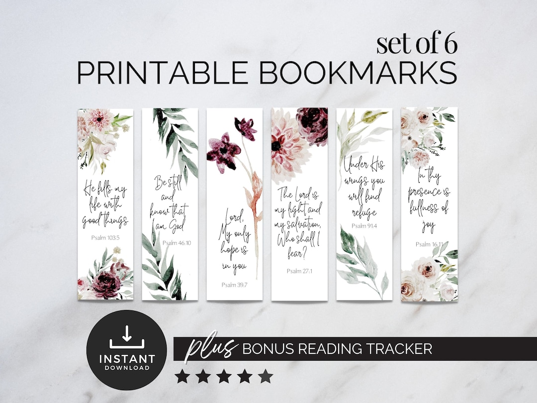 Printable Psalm Bookmark Bible Verse Bookmark Set Digital Bookmark ...