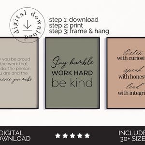 Earth Tone Wall Art for Office, Workplace Motivation Quotes, Breakroom ...