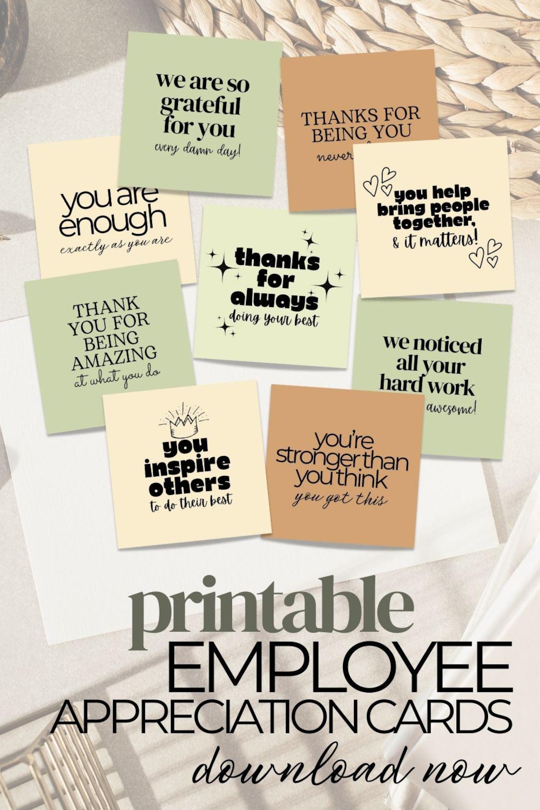 Employee Recognition Gifts, Printable Staff Thank You Cards, Coworker ...