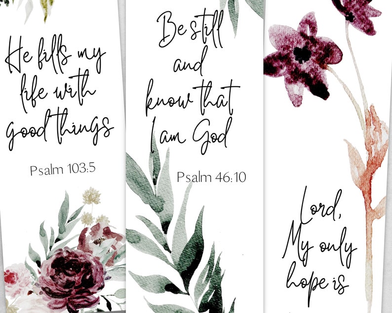 Printable Psalm Bookmark Bible Verse Bookmark Set Digital - Etsy