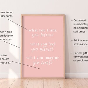 Inspirational Wall Art Women Pink Office Desk Decor Quotes - Etsy