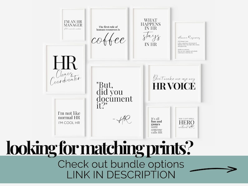 HR Wall Decor Funny HR Office Decor for Women Office Print Human ...