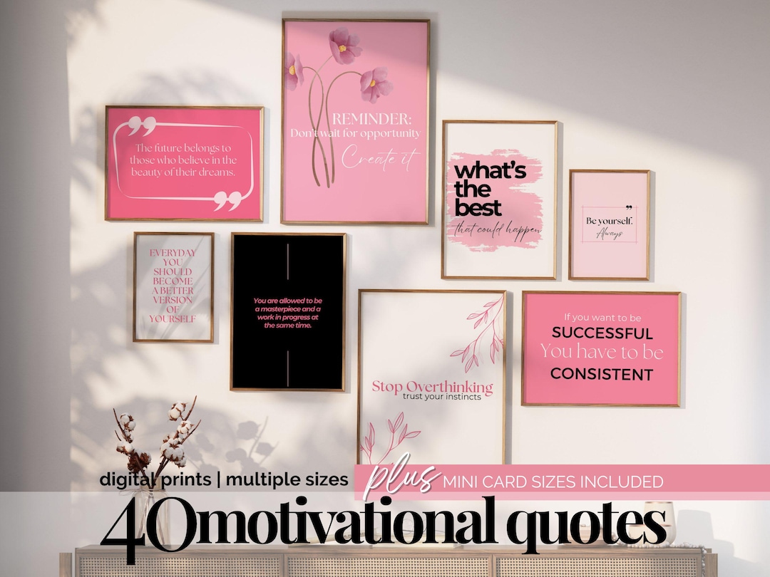 Pink Wall Art Prints Motivational Office Decor Wall Pink Aesthetic ...