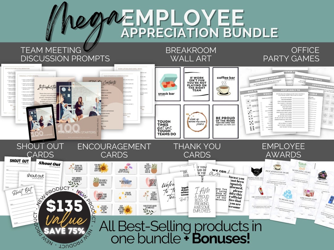 Employee Appreciation Printables Bundle Staff Award - Etsy Canada