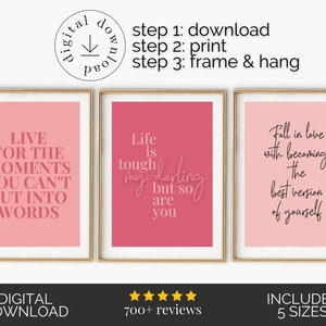 Inspirational Wall Art Women Pink Office Desk Decor Quotes - Etsy