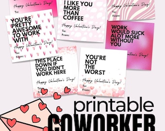 Retro Valentine Cards for Coworker, Sarcastic Work Valentine Treat Tag ...