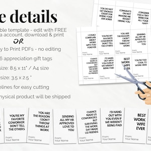 Sarcastic Coworker Gift Tags Funny Employee Cards Editable Gift Tags ...