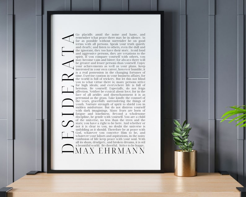 Desiderata Poem Print Max Ehrmann Quotes About Life Classic - Etsy