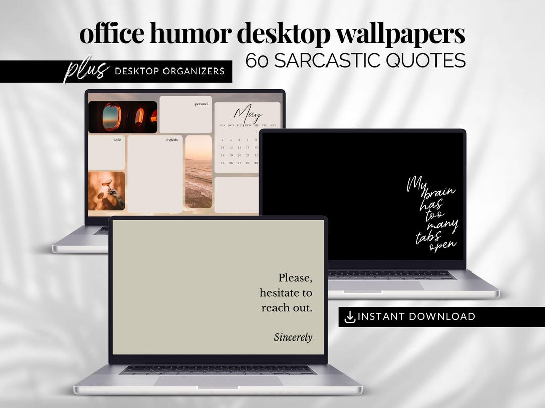 Desktop Wallpaper Bundle Funny Work Quote Computer Wallpaper Pack ...