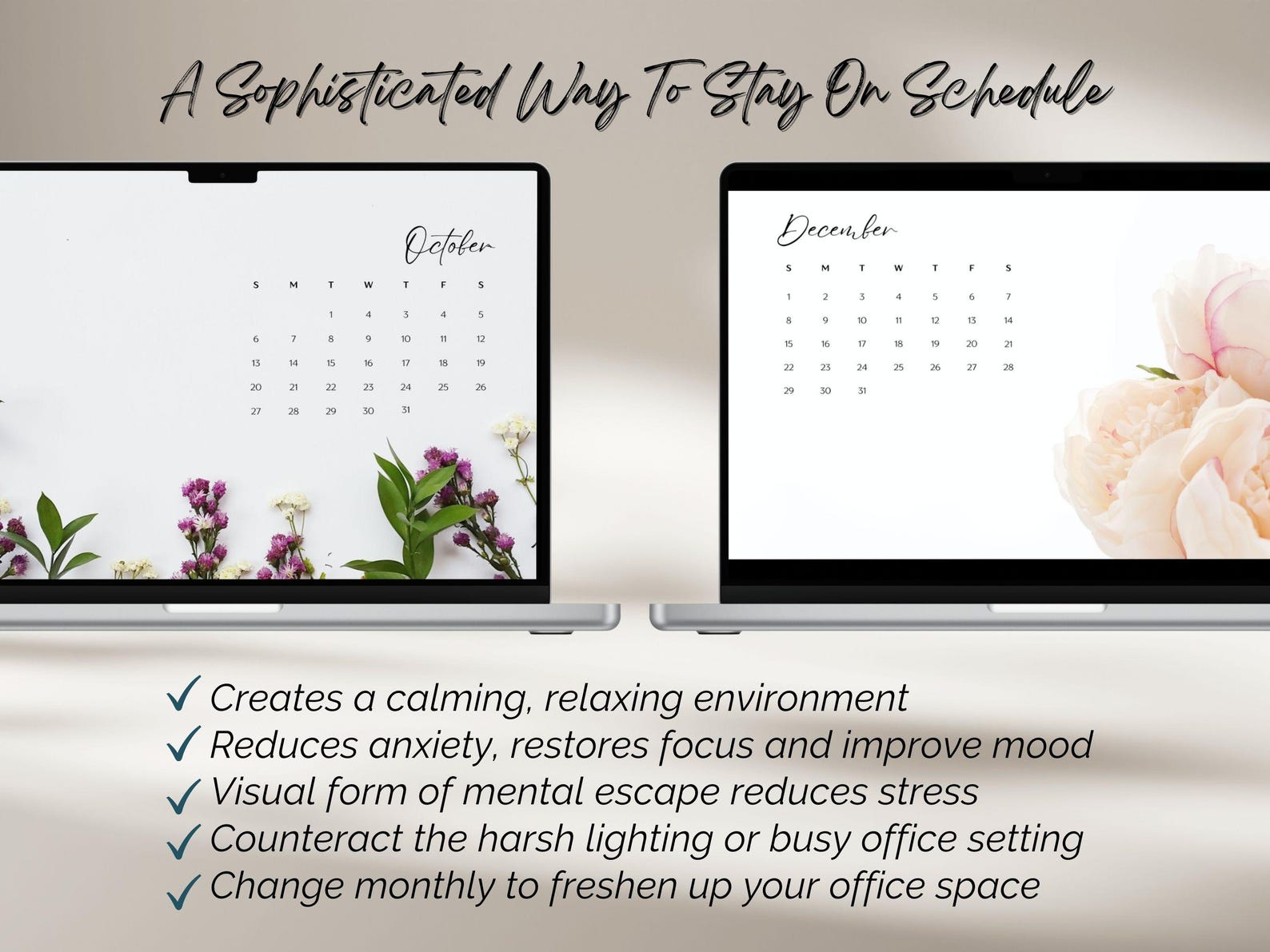 Floral Desktop Monthly Calendar 2026 Desktop Wallpaper and Icon Pack ...