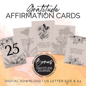 Daily Gratitude Cards Encouragement Cards Printable Positive ...
