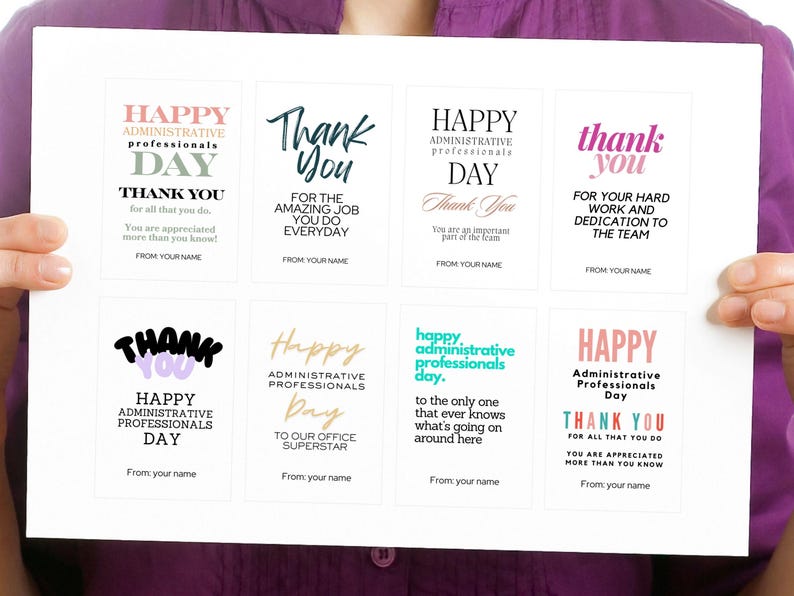 Admin Assistant Day Gift Tags Office Staff Appreciation Cards Personal ...