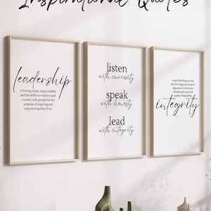 Leadership Quote Set of 3 Prints Office Decor Women Team Leader Gift ...