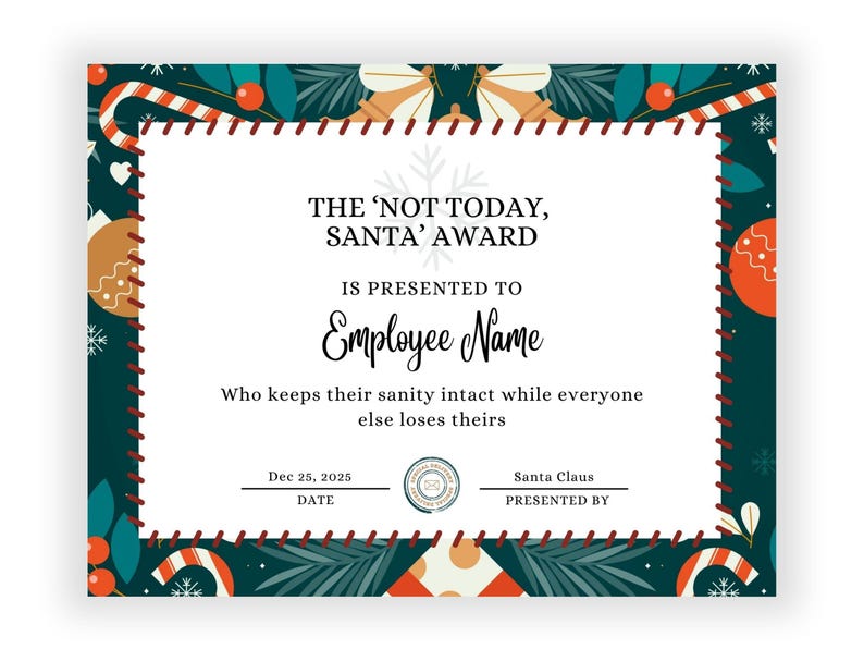 Editable Christmas Employee Appreciation Awards, Funny Holiday Party ...