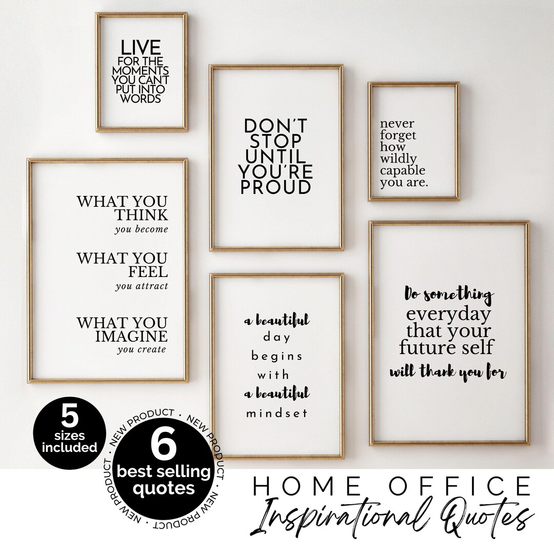Home Office Quote Prints Set of 6 Inspirational Quotes Printable Female ...