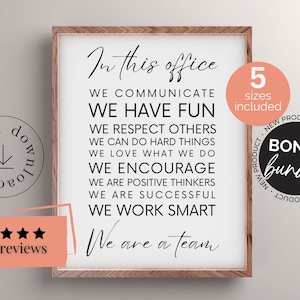 Teamwork Quote Printable Office Values Print Inspirational - Etsy