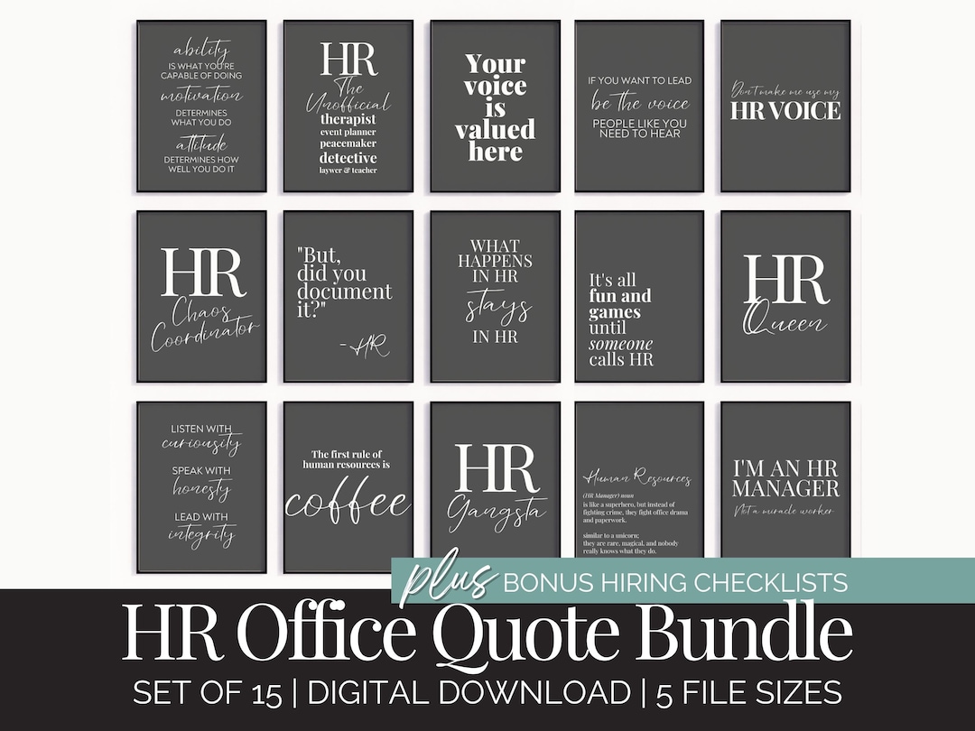 Human Resources Office Decor Bundle HR Office Wall Art for Women Funny ...