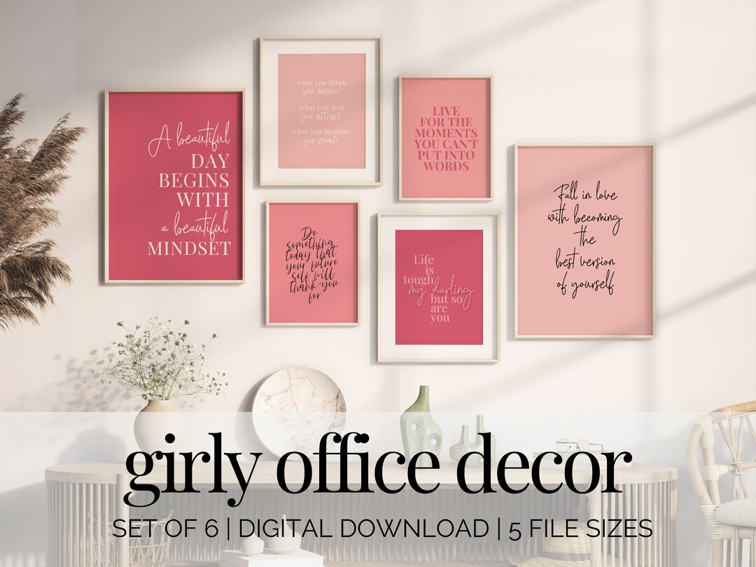 Inspirational Wall Art Women Pink Office Desk Decor Quotes About Life ...