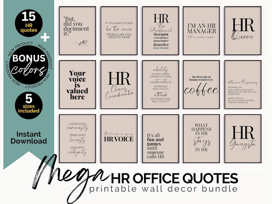 Human Resources Office Decor Bundle HR Office Wall Art for Women Funny ...