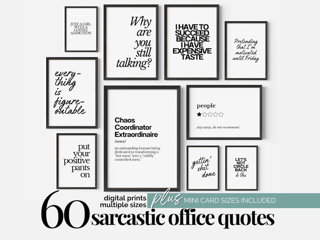 Office Wall Art Funny Office Print Bundle Sarcastic Workplace Poster ...