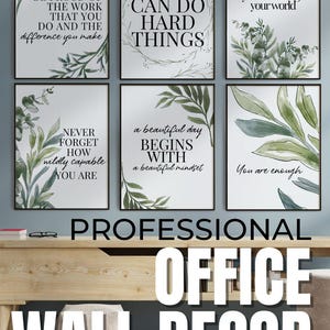 Botanical Art Prints Set of 6, Inspirational Home Office Decor ...