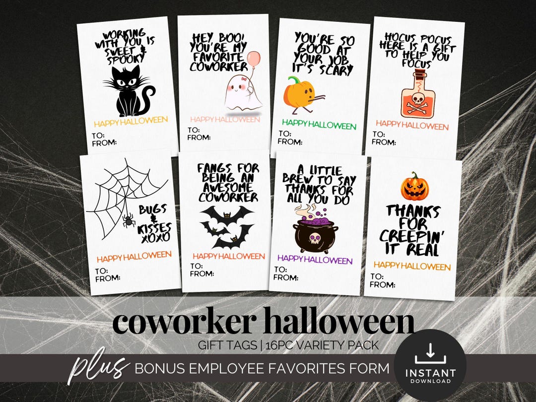 Printable Halloween Thank You Tags for Coworker Halloween Treat Bag ...