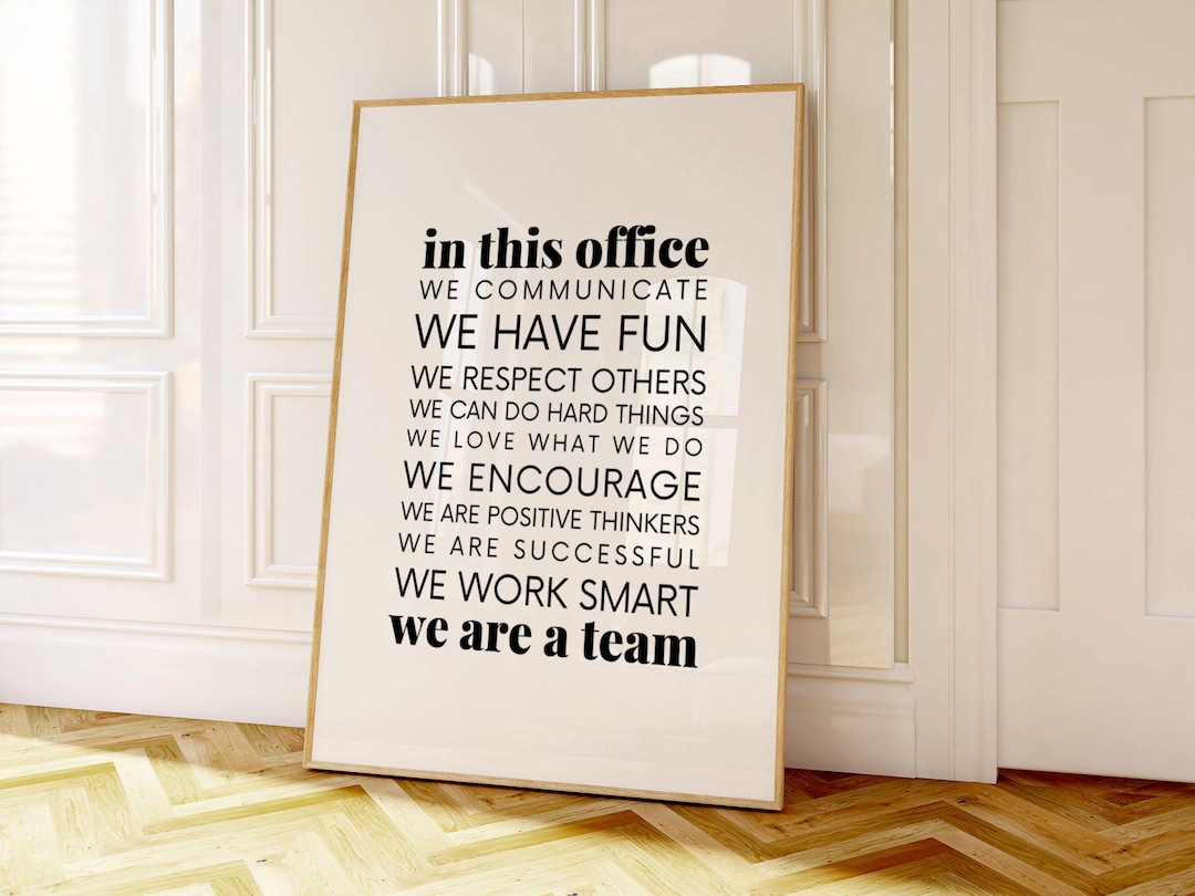 Office Rules Wall Print Team Quote Printable Wall Art Office Core ...