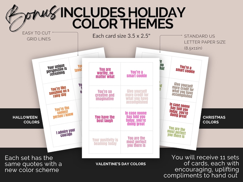 Printable Mini Compliment Cards Uplifting Quote Cards Digital ...