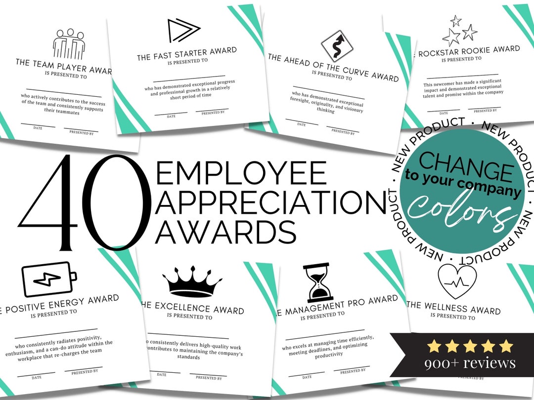 Employee Recognition Award Certificates Staff Appreciation - Etsy Australia