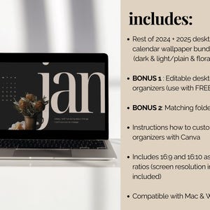 2025 Calendar Wallpaper and Desktop Organizer Bundle Digital Desktop ...