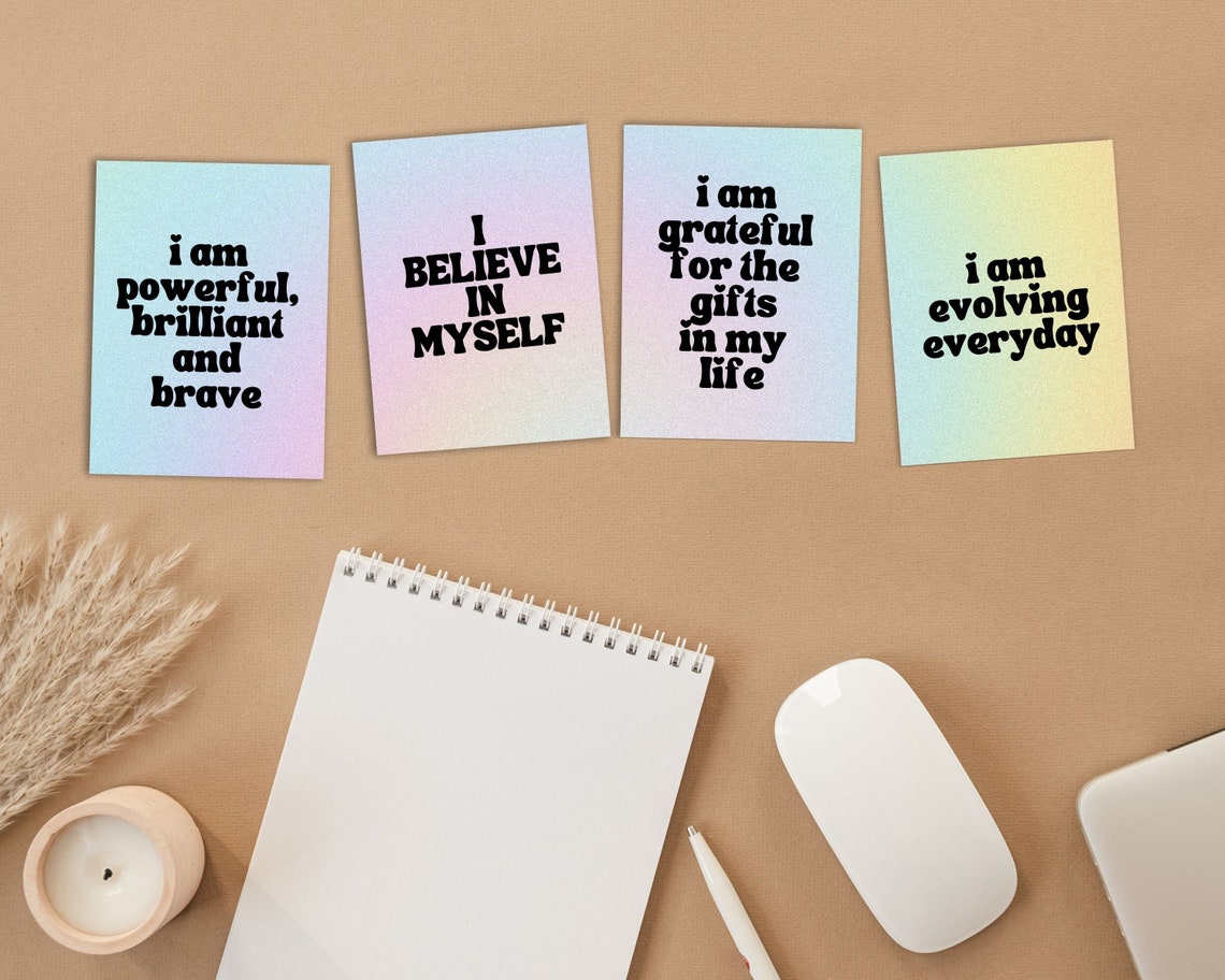 Gradient Affirmation Cards Printable Set of 96 Inspirational - Etsy