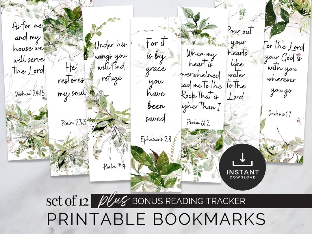 Christian Bookmark Printable Bible Verse Bookmark Set Digital Bookmark ...