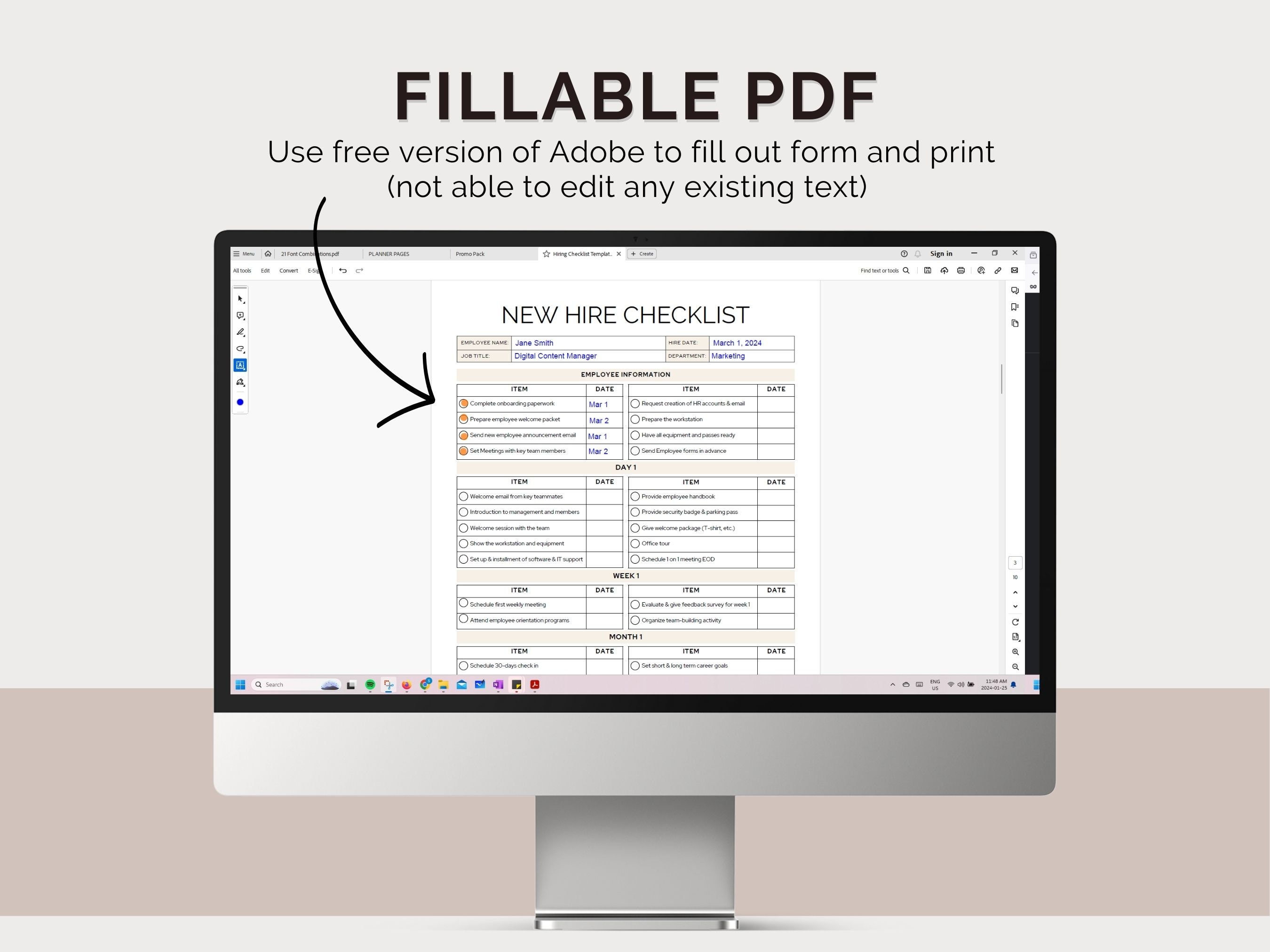 New Employee Checklist, Employee Onboarding Template, Printable HR ...
