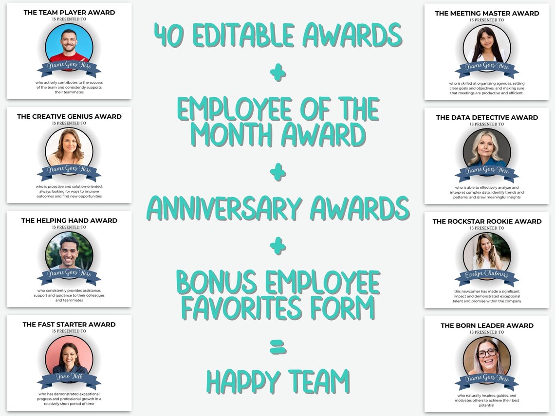 Employee Appreciation Day Awards Editable Staff Recognition Awards ...